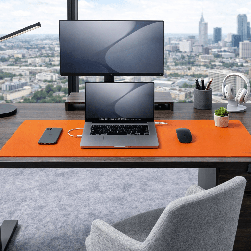 Nordik Felt and Leather Desk Mat Non-Slip 89 X 43 CM – THATSMYOFFICE
