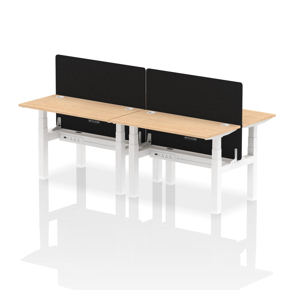 Height Adjustable Slimline Desk for 4 Person Air Back to Back + Screen ...