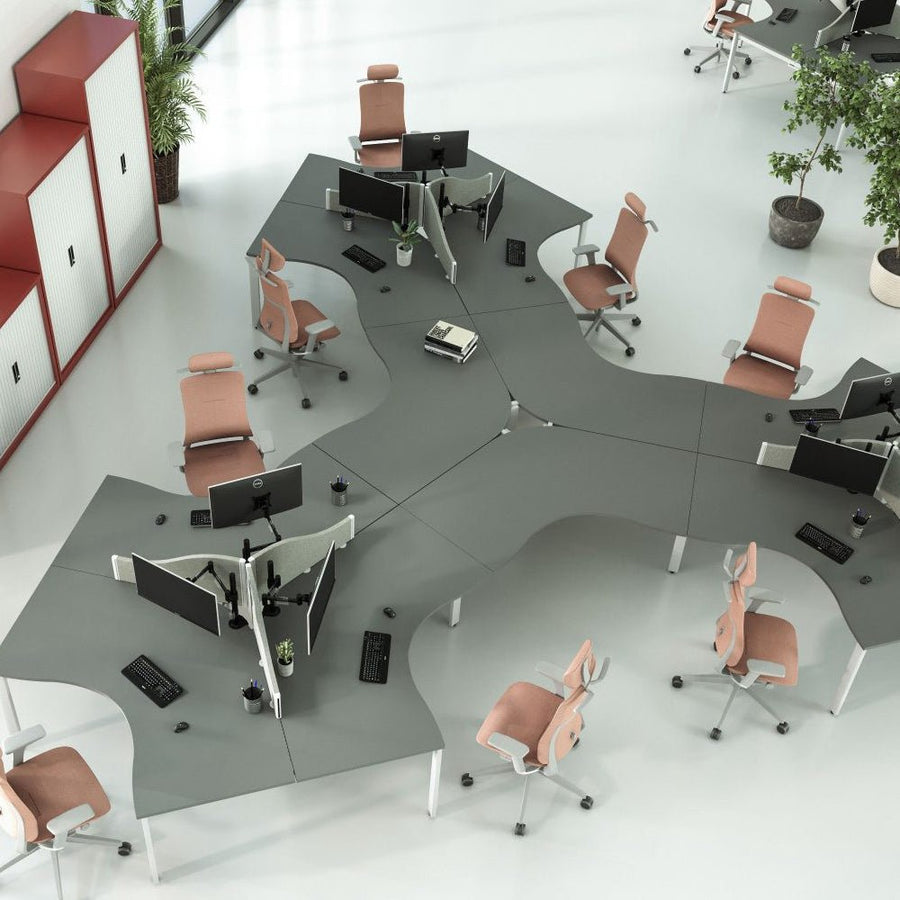 Office Trio Cluster Desk POD 120degree Switch Trio O-Frame – THATSMYOFFICE